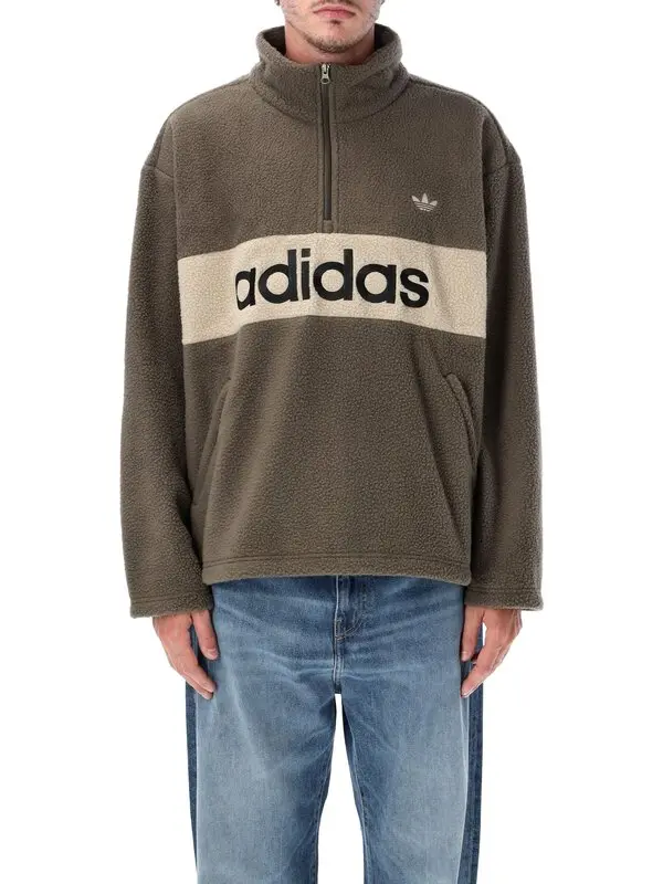 ADIDAS ORIGINALS Half-zip Sherpa Fleece Sweatshirt - Branch