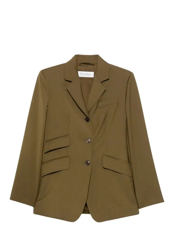 Max Mara Tailored Single-breasted Blazer With Flap Pockets - Kaki