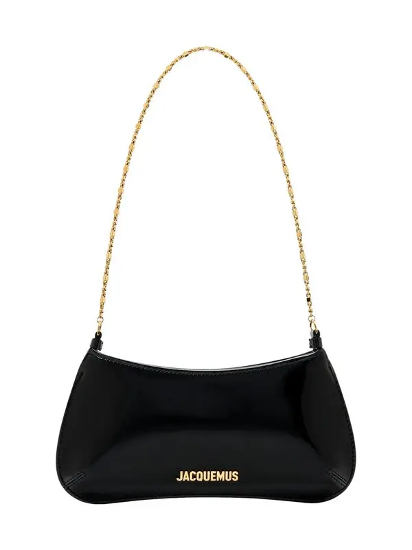 Jacquemus Leather Chain Handbag With Gold-tone Hardware - Black