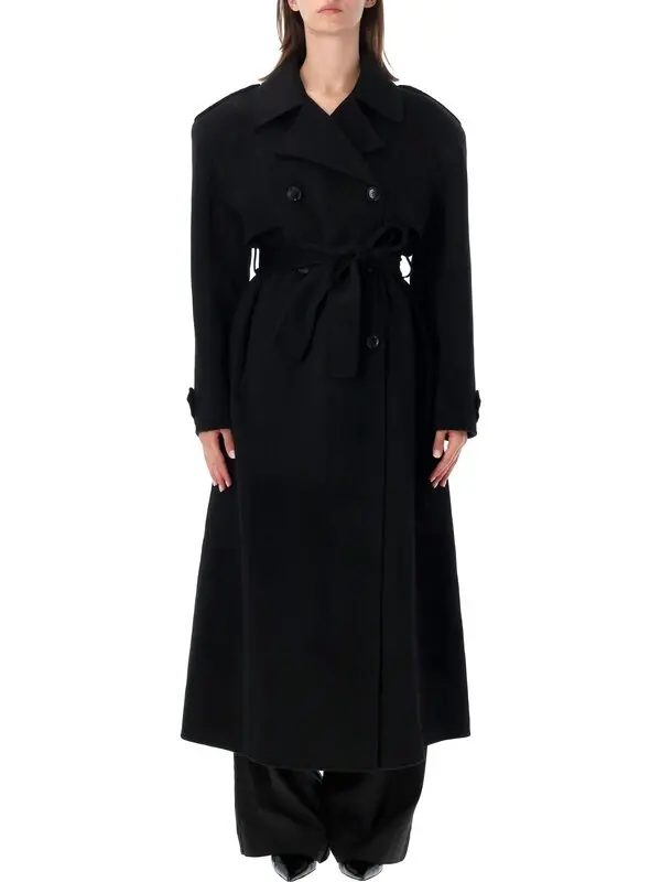 THE FRANKIE SHOP Double-breasted Belted Wool-cashmere Coat - Nero