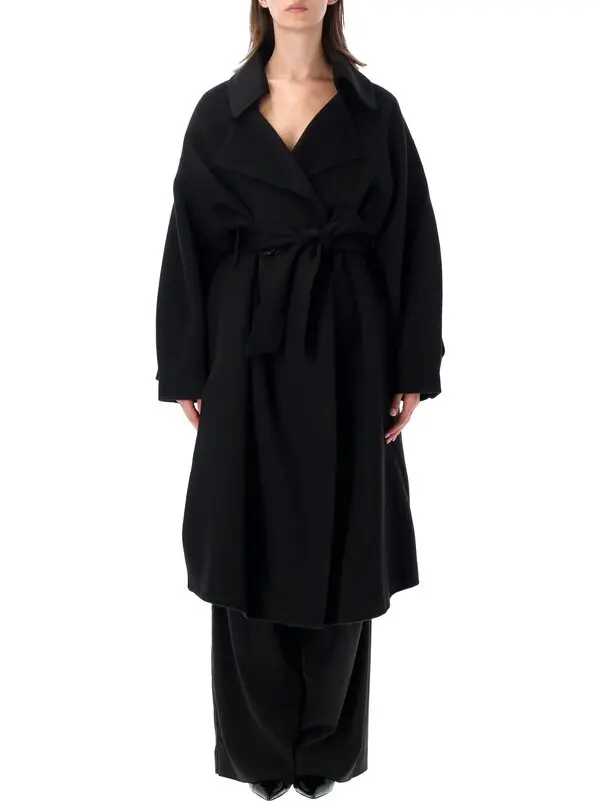 THE FRANKIE SHOP Oversized Belted Wool-blend Coat - Nero