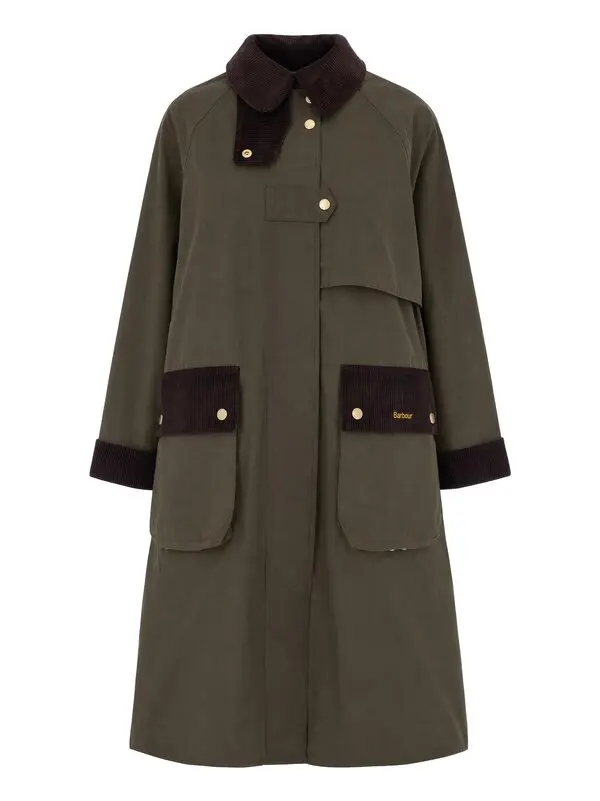 Barbour Longline Corduroy Trimmed Coat - Beech/ancient