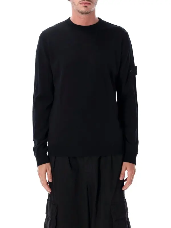 Stone Island Crewneck Wool-blend Sweater - Nero