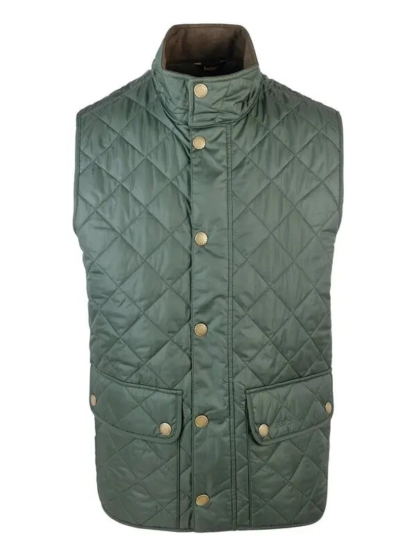 Barbour Quilted Puffer Vest With Snap Front - Sage