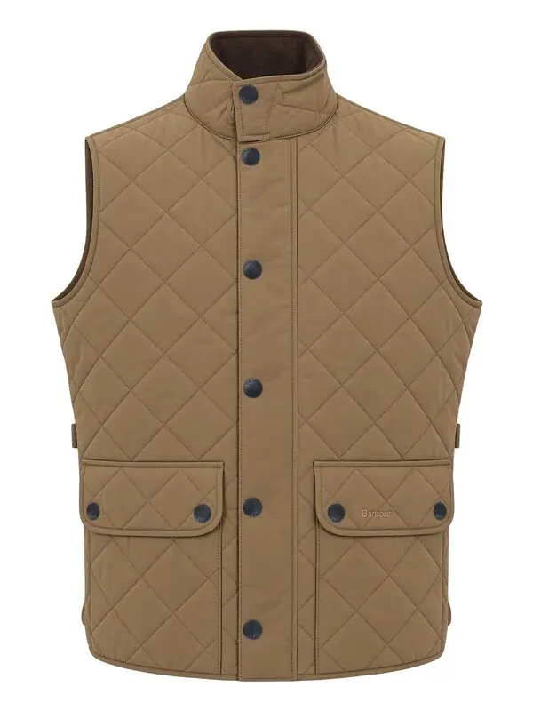 Barbour Quilted Puffer Vest With Snap Front - Sandstone