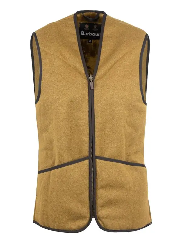 Barbour Zip-front Fleece Vest With Stand Collar - Brown