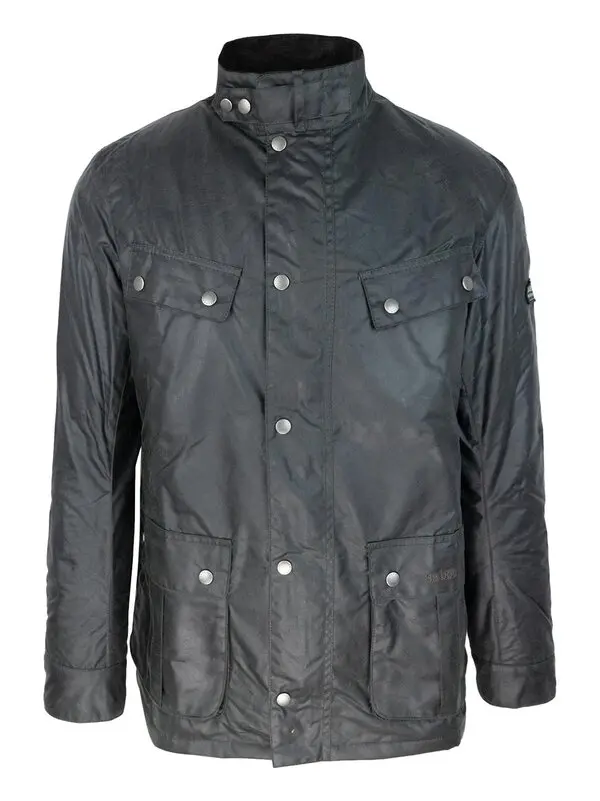 BARBOUR INTERNATIONAL Waxed Cotton Jacket With Stand Collar - Sage