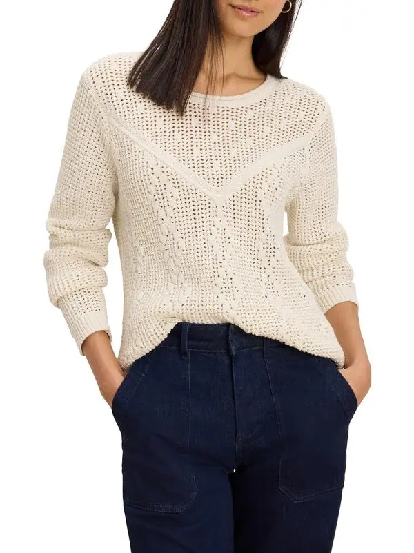 NIC+ZOE Diamond Stitch Mix Pullover - Coconut