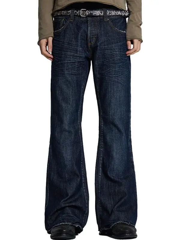 JADED LONDON Coated Jude Flare Leg Jeans - Denim