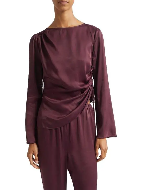 TOCCIN Cilina Long Sleeve Ruched Top - Fig