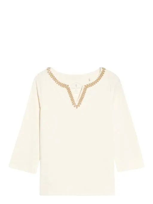 Tommy Bahama Ashby Isles Soutache Split Neck Top - Coconut