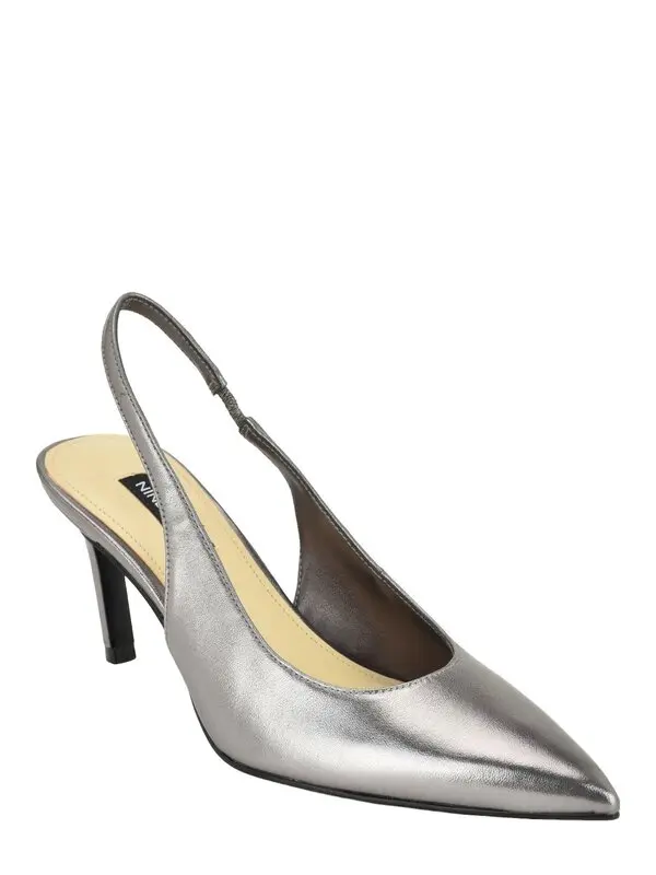 Nine West Verone Faux Leather Slingback Pumps - Pewter