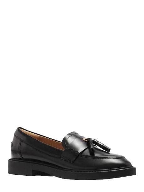 FRANKIE4 Octavia Leather Loafer With Tassel Detail - Black Polish