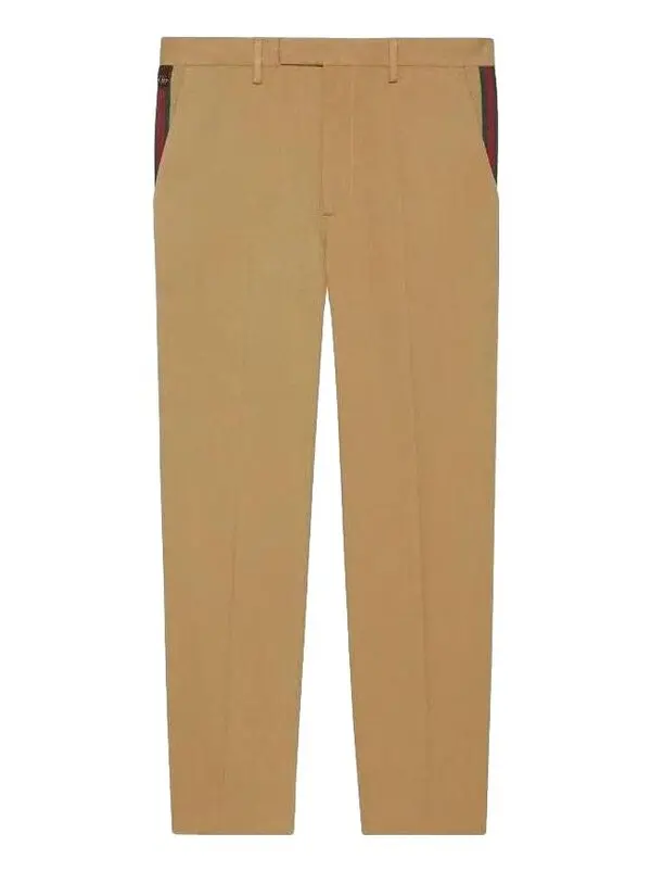 Gucci Cotton Ankle Pant With Web Detail - Tan
