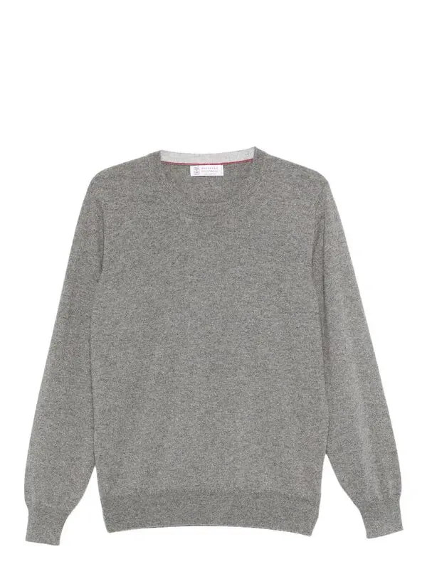 Brunello Cucinelli Grey Cashmere Crew Neck Jumper - Gray