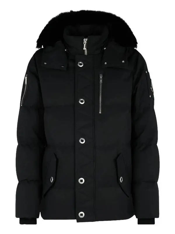 Moose Knuckles Padded Jacket With Detachable Textured Trim - Black