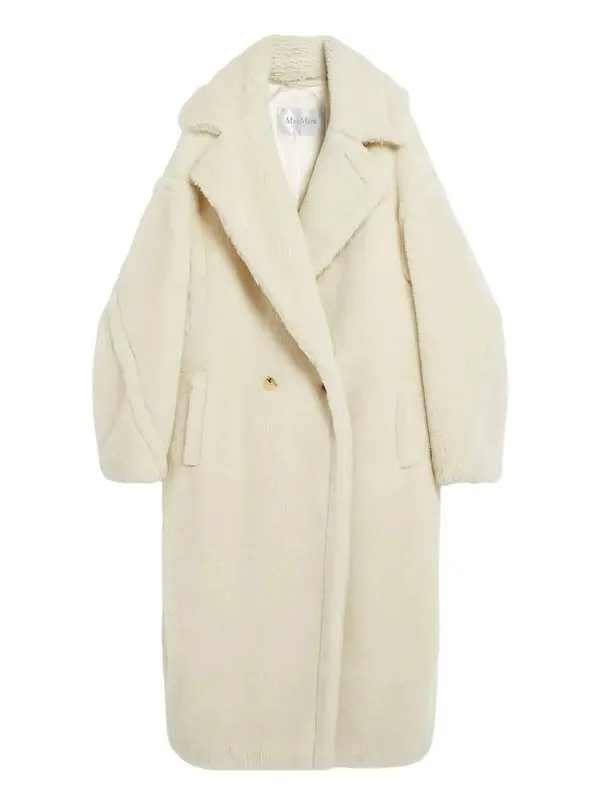 Max Mara Double-breasted Virgin Wool Blend Coat - White