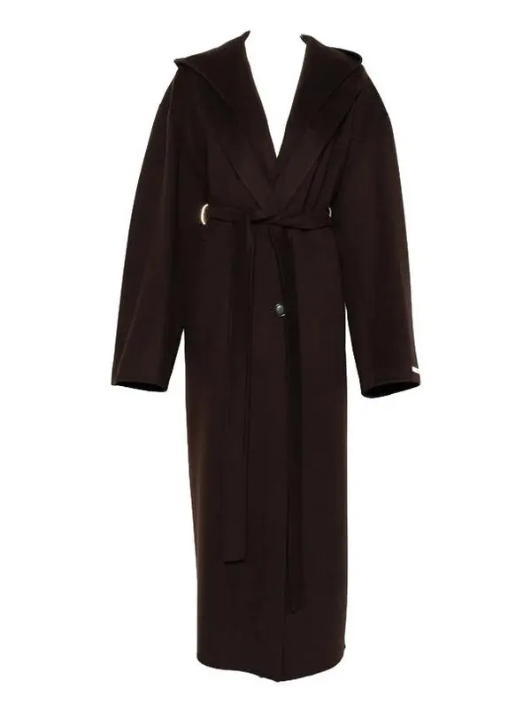 Sportmax Oversized Hooded Wool Coat - Brown