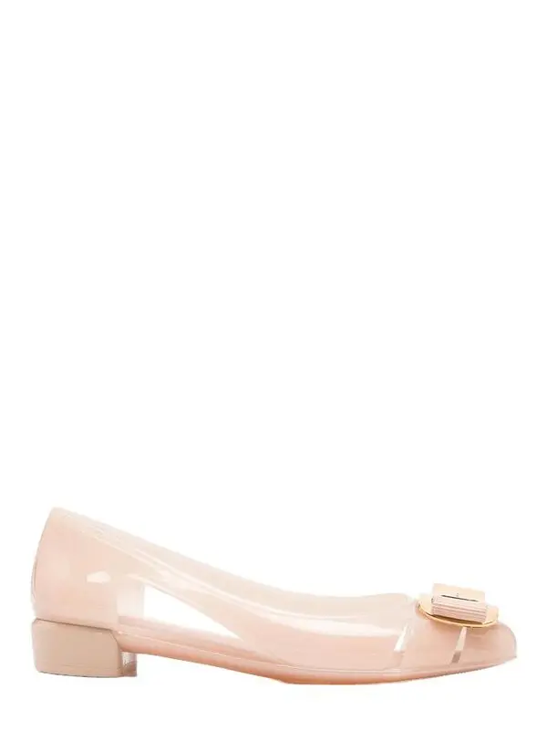 FERRAGAMO Pvc Low Block Heel Shoes With Bow Detailing - Pink