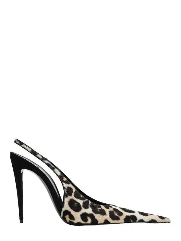 Saint Laurent Guermantes Leopard-print Slingback Pumps - Black
