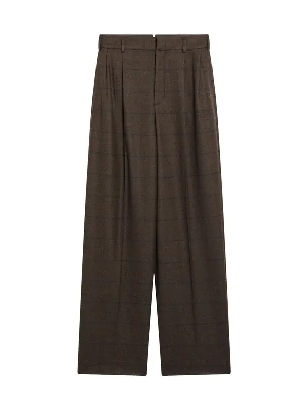 Loro Piana Brown Check-pattern Trousers In Wool And Cashmere - Multicolor