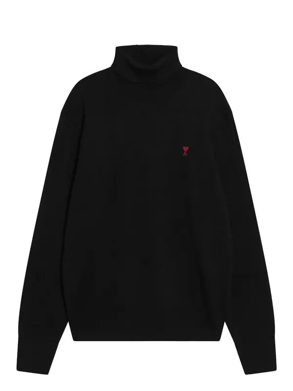 AMI Paris De Coeur Turtleneck Sweater - Black