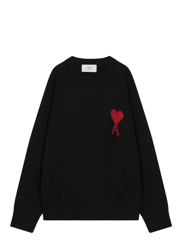 AMI Paris Wool Sweater De Coeur - Black