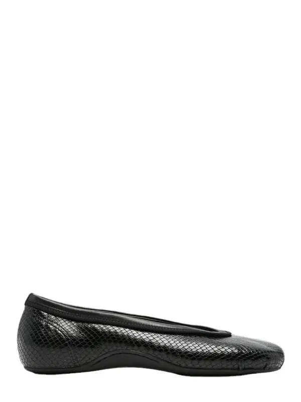 Dries Van Noten Snakeskin Effect Ballet Flats - Black