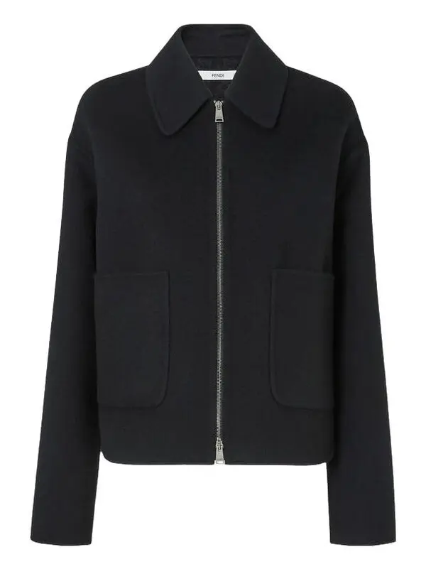 Fendi Wool Zip-up Jacket - Black