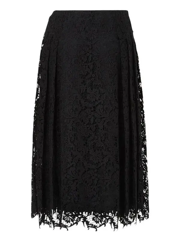 Fendi Lace Texture Pleated Skirt - Black