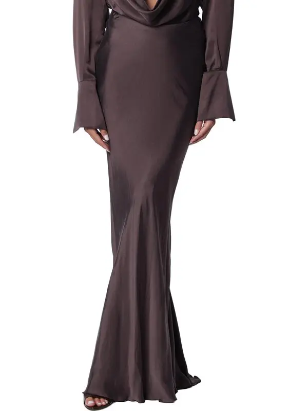 Andamane Long Satin Skirt - Red