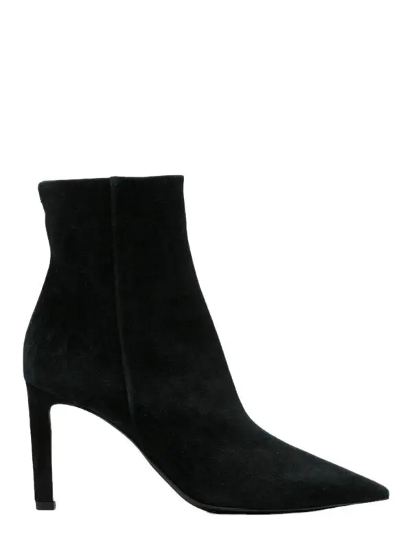 JIMMY CHOO Suede Pointed Toe Stiletto Ankle Boots - Black