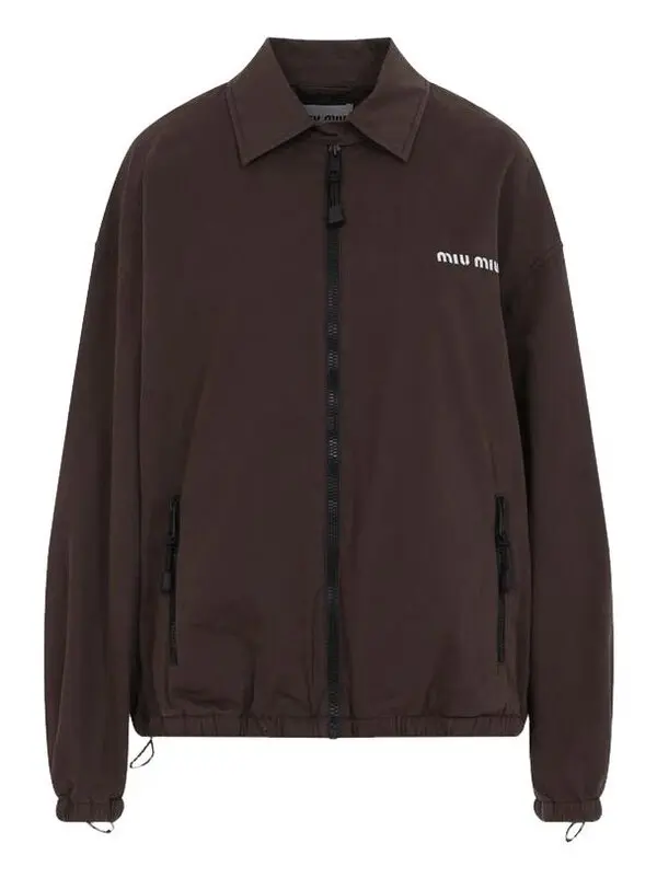 Miu Miu Oversized Gabardine Blouson Jacket - Brown