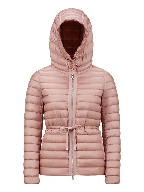 Moncler Raie Short Down Jacket With Drawstring Hood And Waist - Light Pink