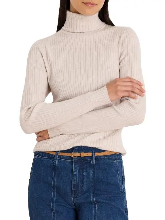 NIC+ZOE Ribbed Turtleneck Sweater - Sugar Cookie