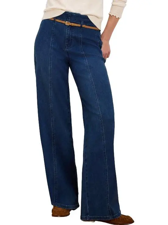 NIC+ZOE Weekend High Waist Belted Wide Leg Jeans - Harbor