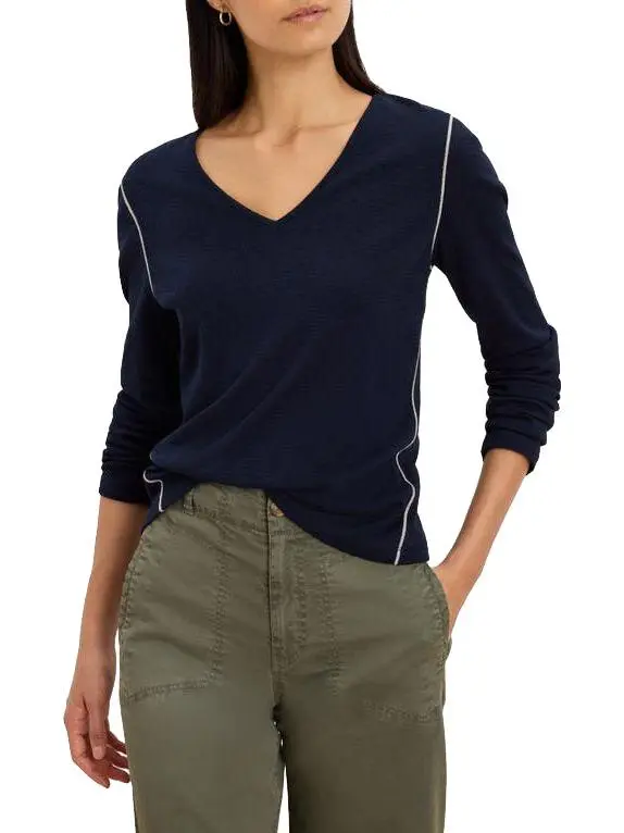 NIC+ZOE Cotton & Modal Long Sleeve T-shirt - Dark Indigo