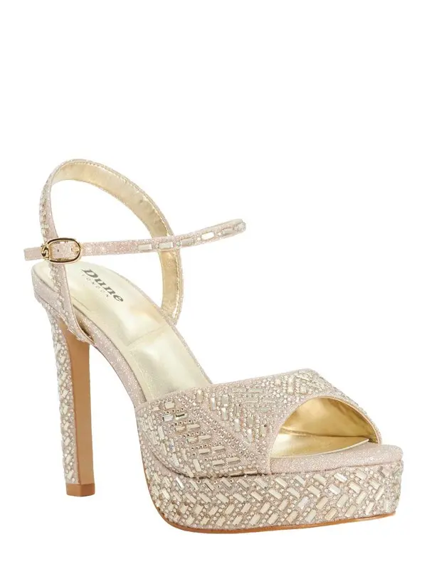 Dune London Embellished Ankle Strap Platform Sandals - Gold