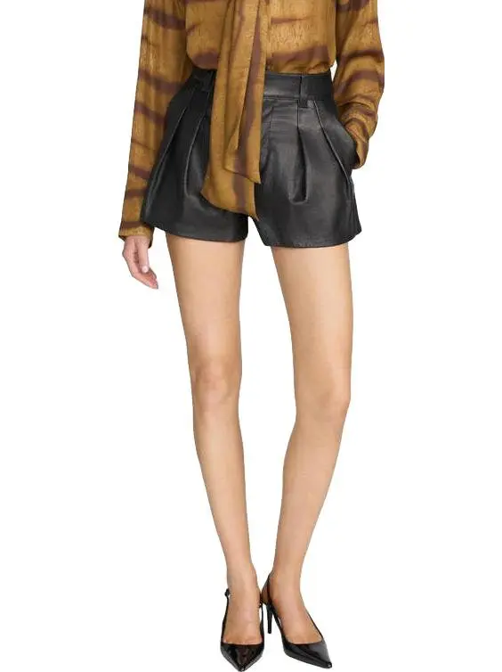 FRAME The Structural Leather Shorts - Black