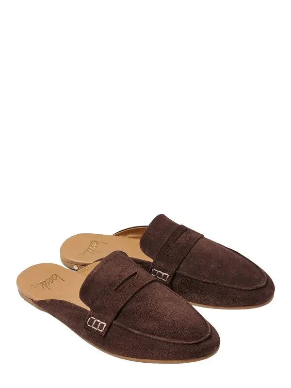 Beek Mallard Leather Flat Mule - Coffee