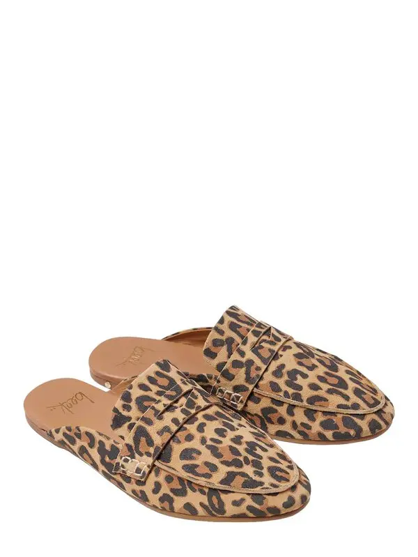 Beek Mallard Leather Flat Mule - Leopard