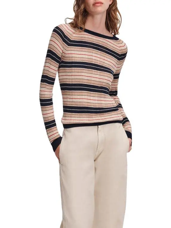 Rag & Bone Teresa Striped Silk Blend Sweater - Navy Multi
