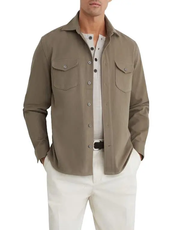 REISS Astra Cotton Shirt Jacket - Soft Sage