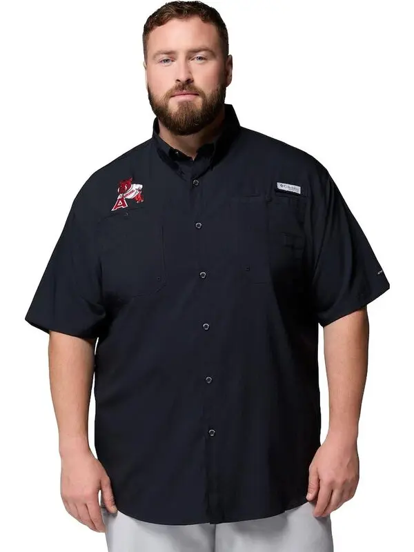 Columbia Arkansas Razorbacks Big & Tall Tamiami Omni-shade Button-down Shirt - Black