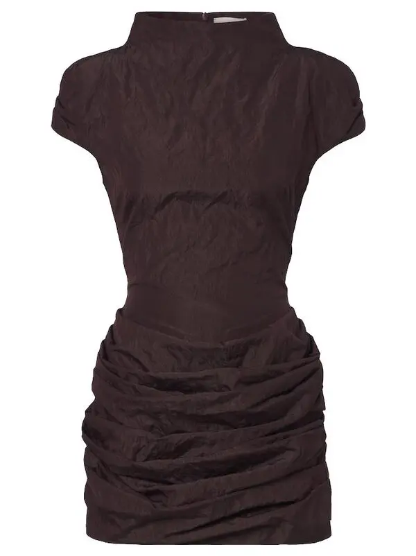 Magda Butrym Draped Cotton-blend Minidress - Brown