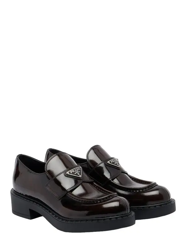 Prada Chocolate Leather Loafers - Brown
