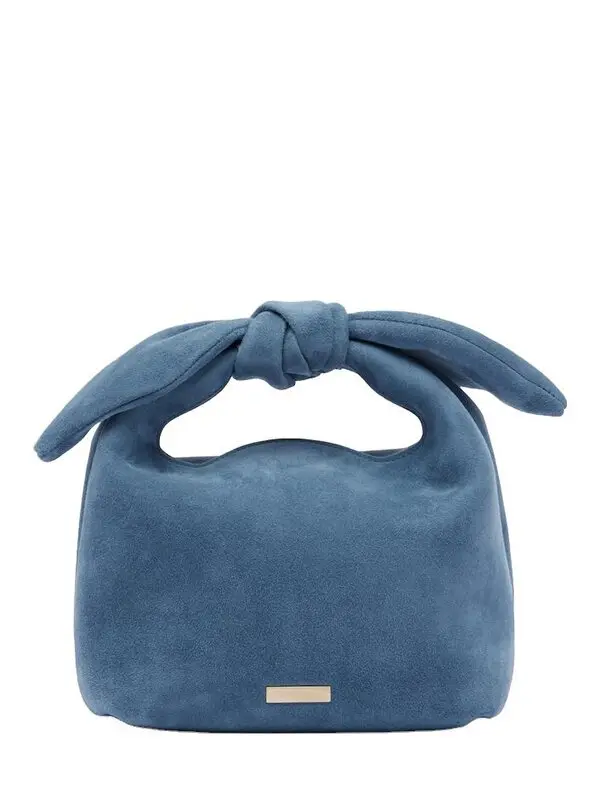 AQUAZZURA Bow Tie Mini Suede Top-handle Bag - Blue