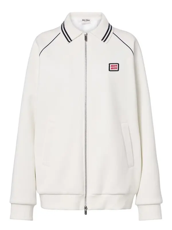 Miu Miu Cotton Piqué Blouson Jacket - White