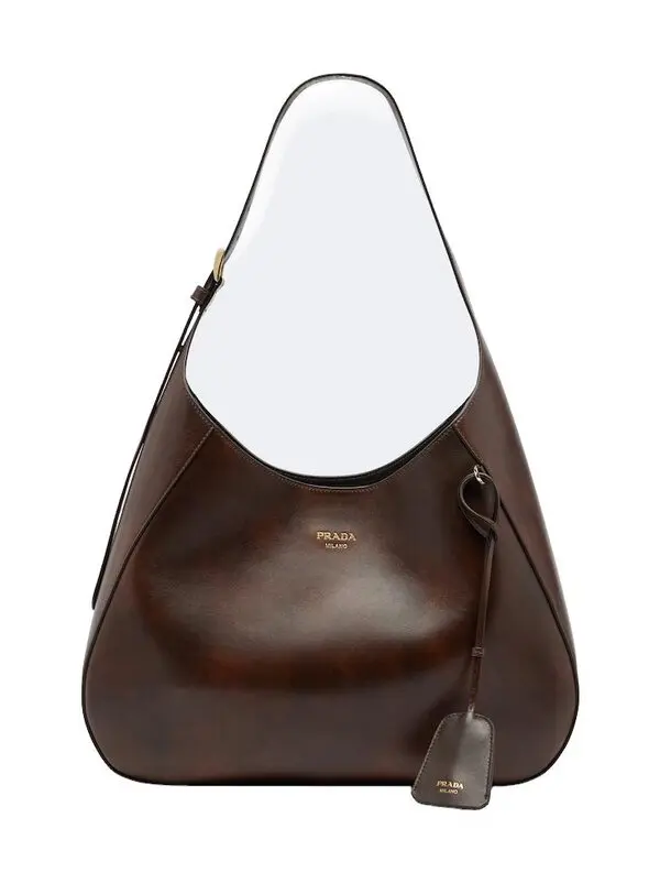 Prada Boogie Large Leather Shoulder Bag - Brown