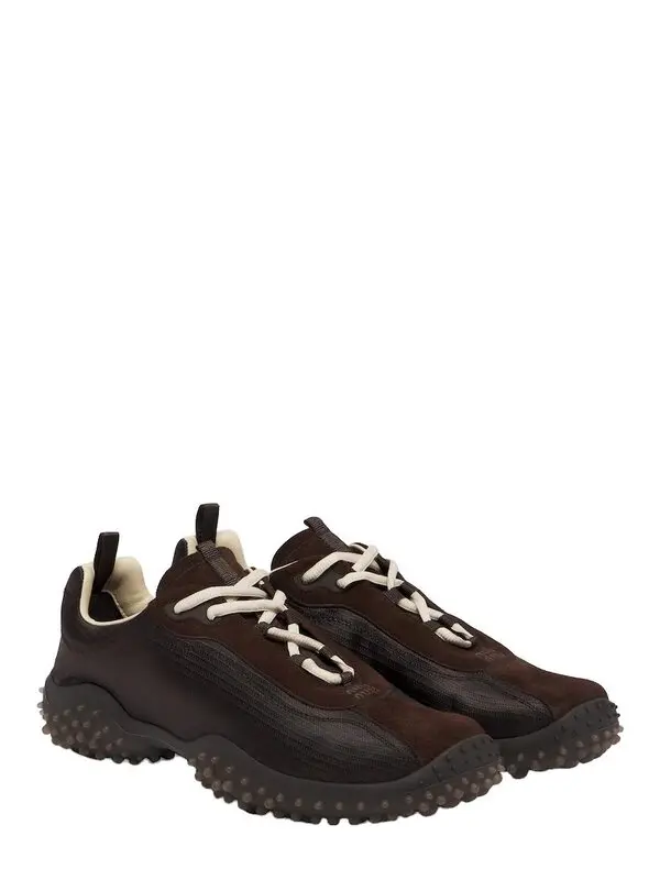 Miu Miu Bubble Suede-trimmed Sneakers - Brown